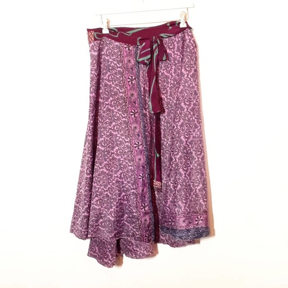 Skirts | Indian Sari Maxi Wrap Skirtreversible Fits S M Large Xl Purple ...